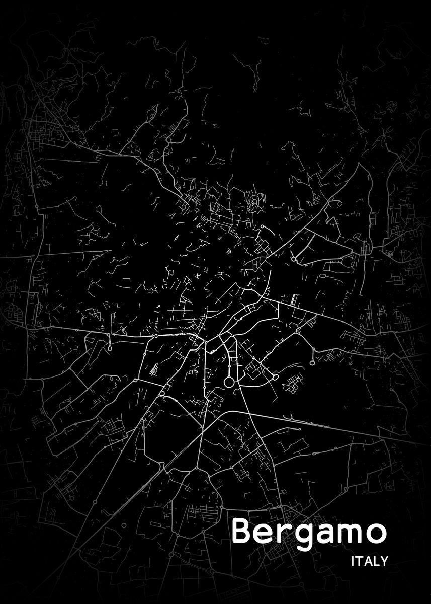 'Bergamo City Map Italy' Poster, picture, metal print, paint by ...
