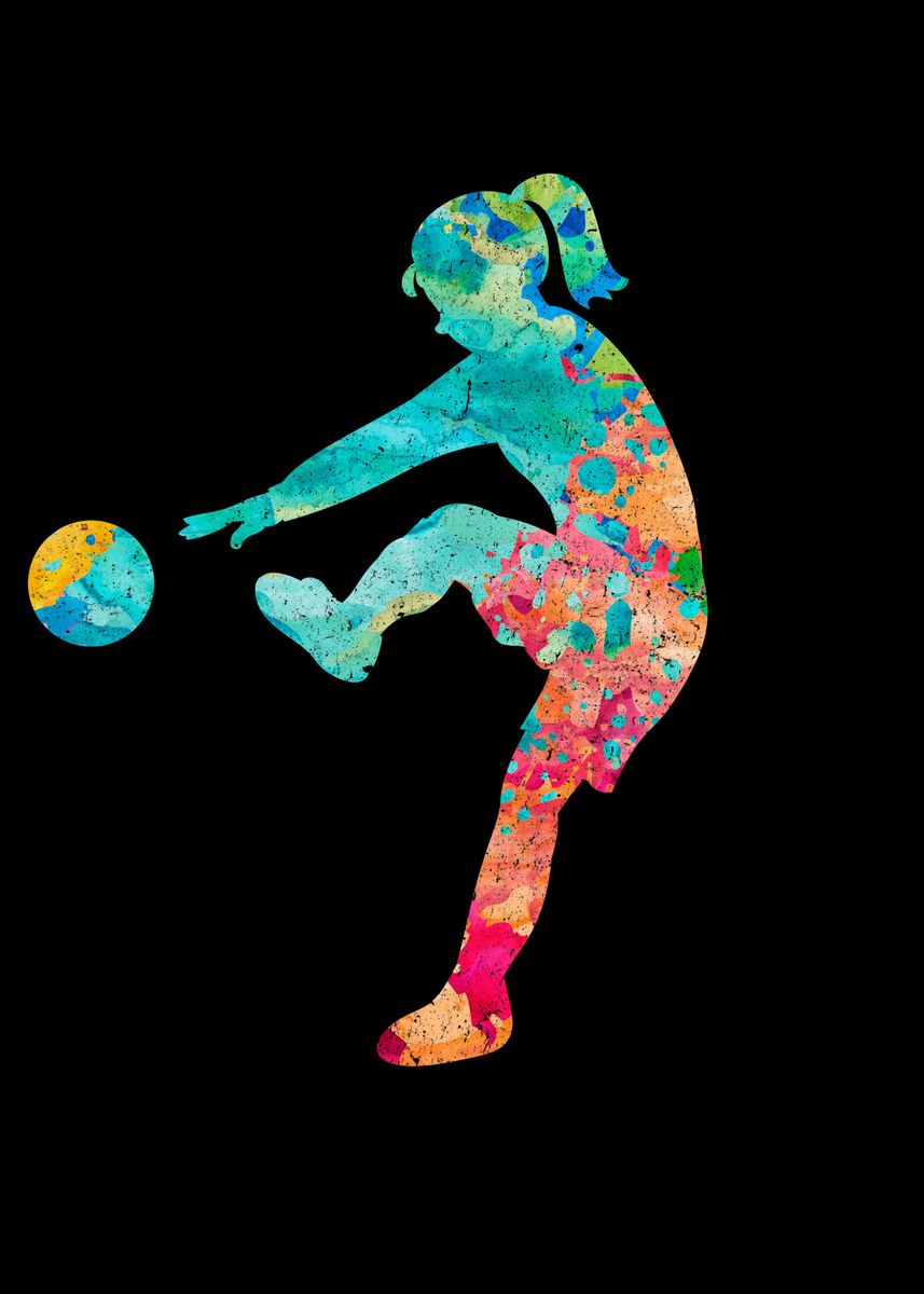 'Female Footballer Soccer' Poster by Lion Löwe | Displate