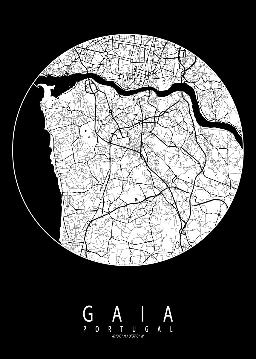 'Gaia City Map Full Moon' Poster by deMAP Studio | Displate