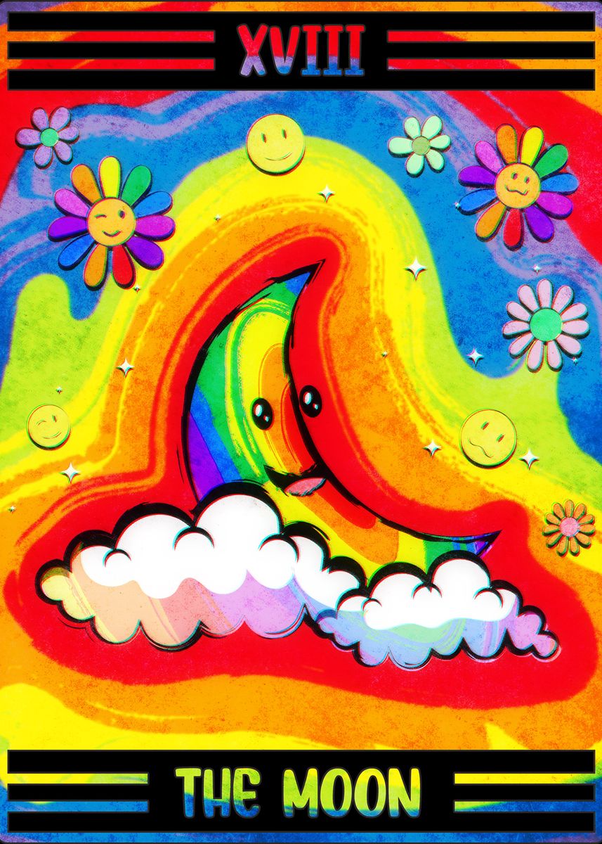 'Kidcore Kawaii The Moon' Poster, picture, metal print, paint by ...