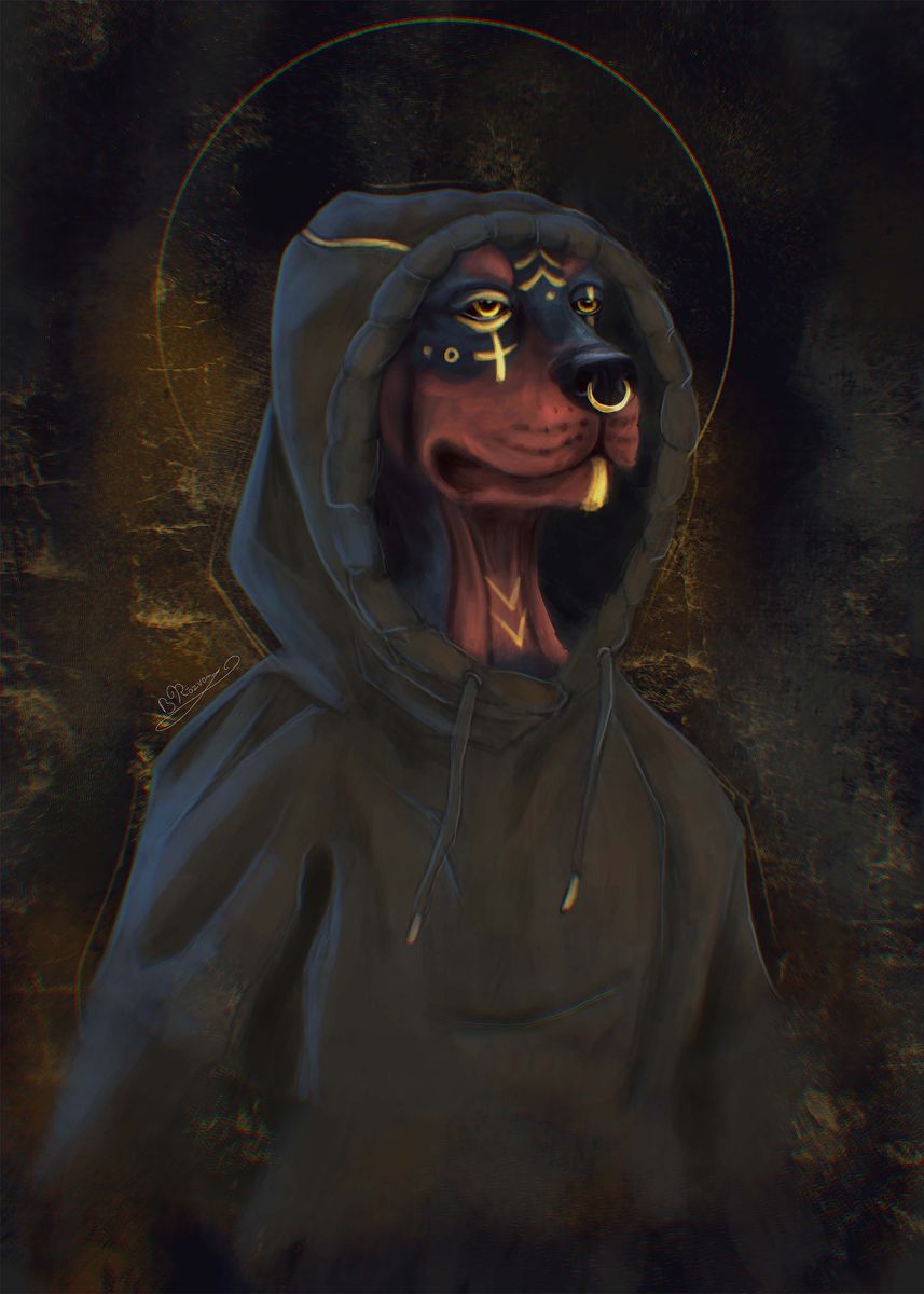 'Gold Dog' Poster, picture, metal print, paint by Razvan Bogdan | Displate