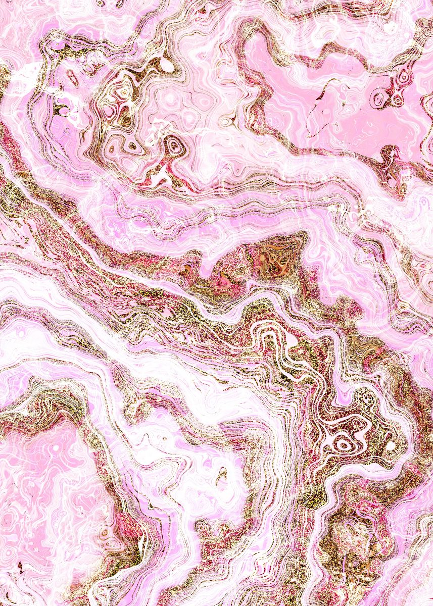'Pink Gold Marble 13' Poster by Aloke Design | Displate