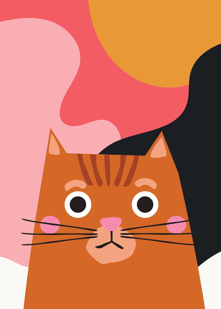 'Cute Brown Cat Peep' Poster, picture, metal print, paint by Simon ...