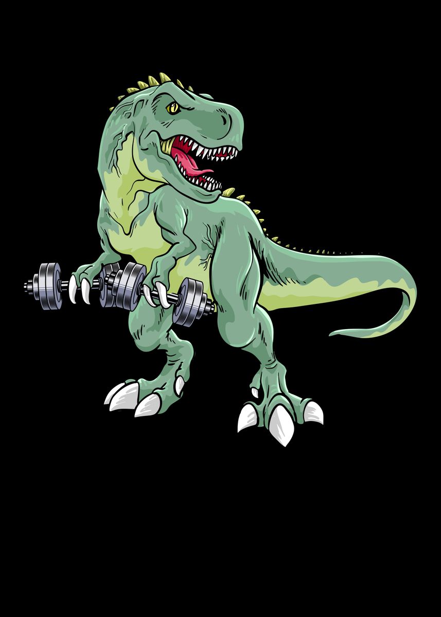 'Trex Exercise' Poster, picture, metal print, paint by NAO | Displate