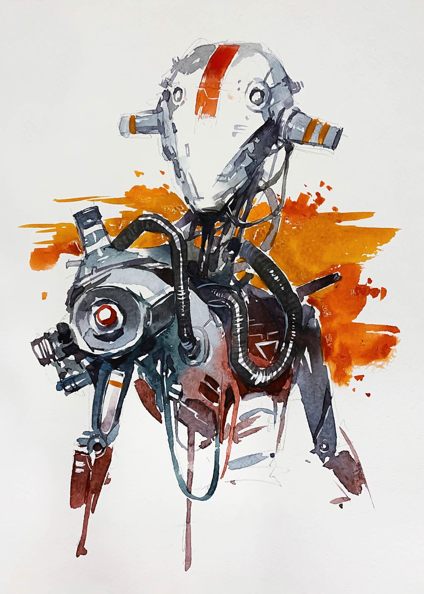 'Watercolor Bot 01' Poster, picture, metal print, paint by NinjaJo ...