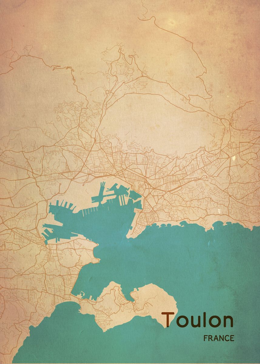 'Toulon City Map France' Poster, picture, metal print, paint by ...