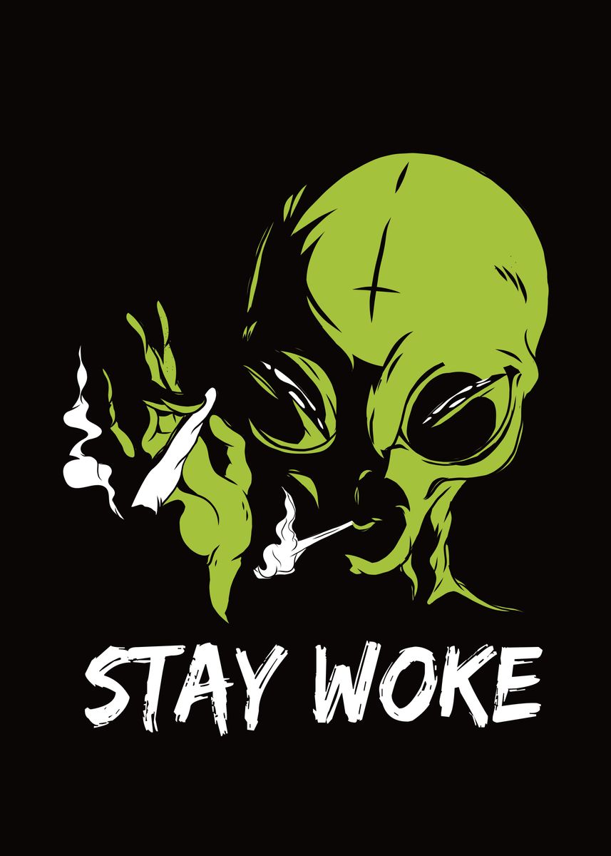 'Alien stoner ' Poster, picture, metal print, paint by Simon Darren ...