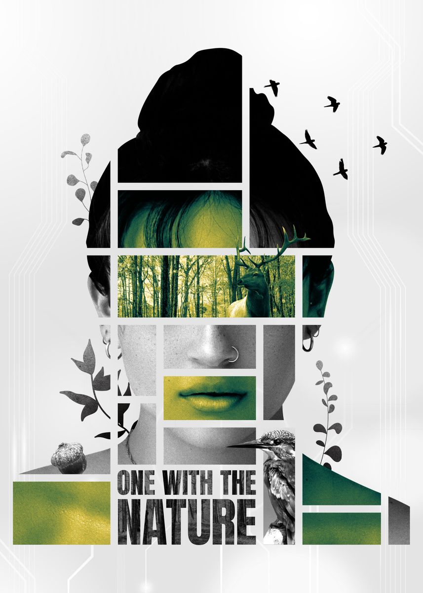 'One with Nature Collage' Poster, picture, metal print, paint by ...