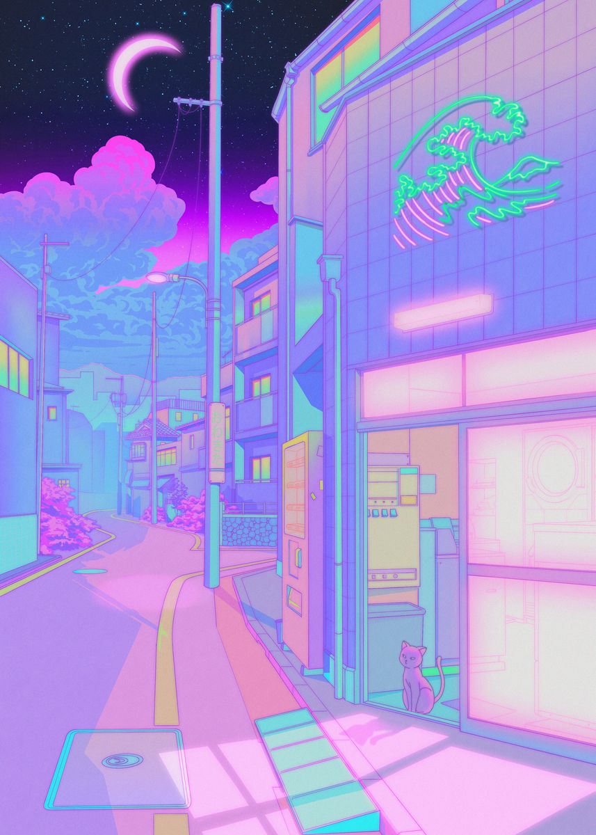 'Nightwave' Poster, picture, metal print, paint by Elora Pautrat | Displate