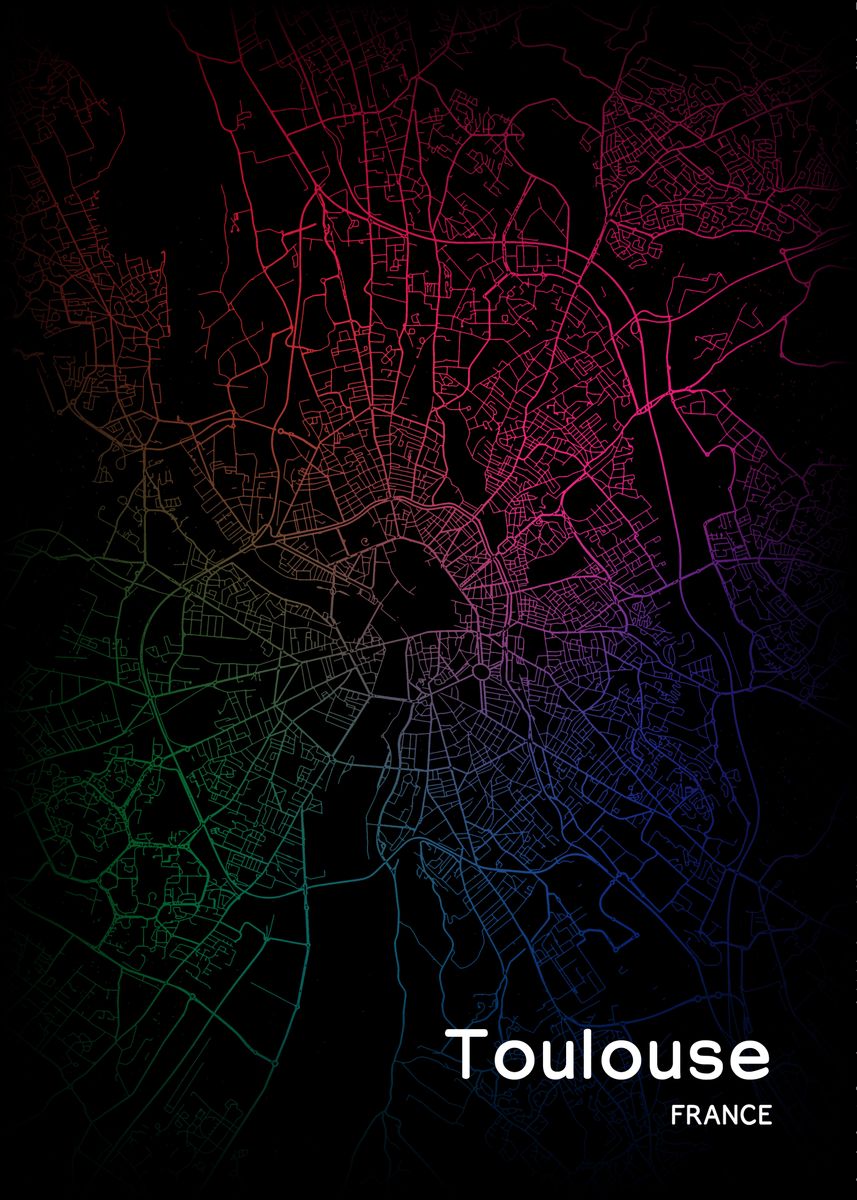 'Toulouse City Map France' Poster, picture, metal print, paint by ...