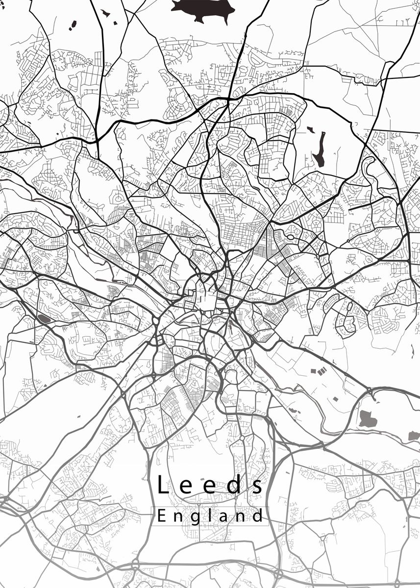 'Leeds City Map' Poster by Robin Niemczyk | Displate