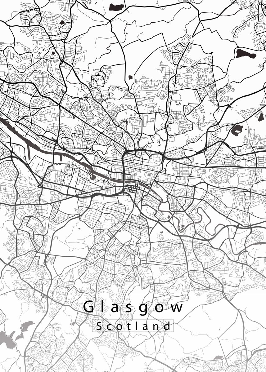 'Glasgow City Map' Poster by Robin Niemczyk | Displate