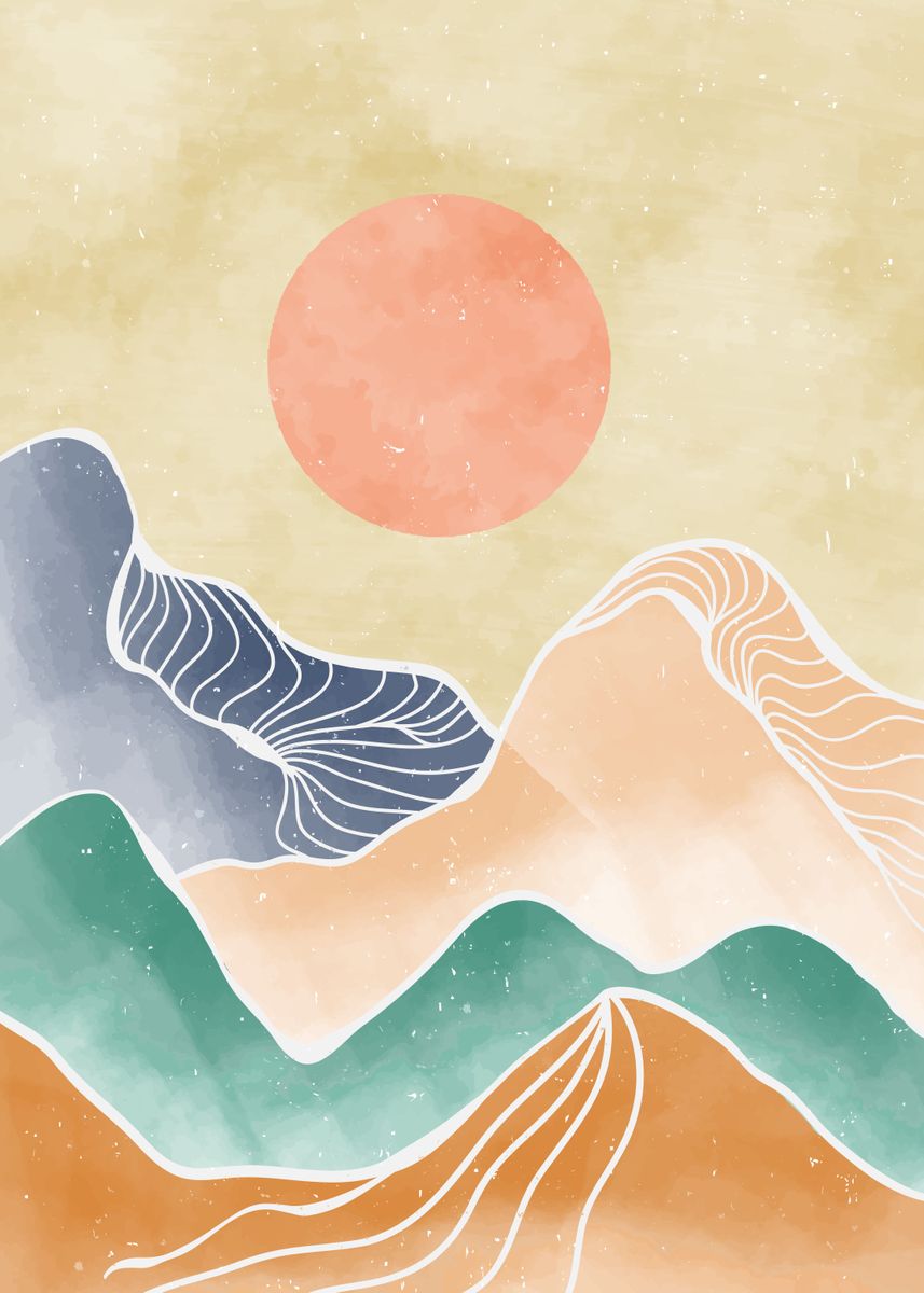 'ABSTRACT MOUNTAIN ART' Poster, picture, metal print, paint by budi ...