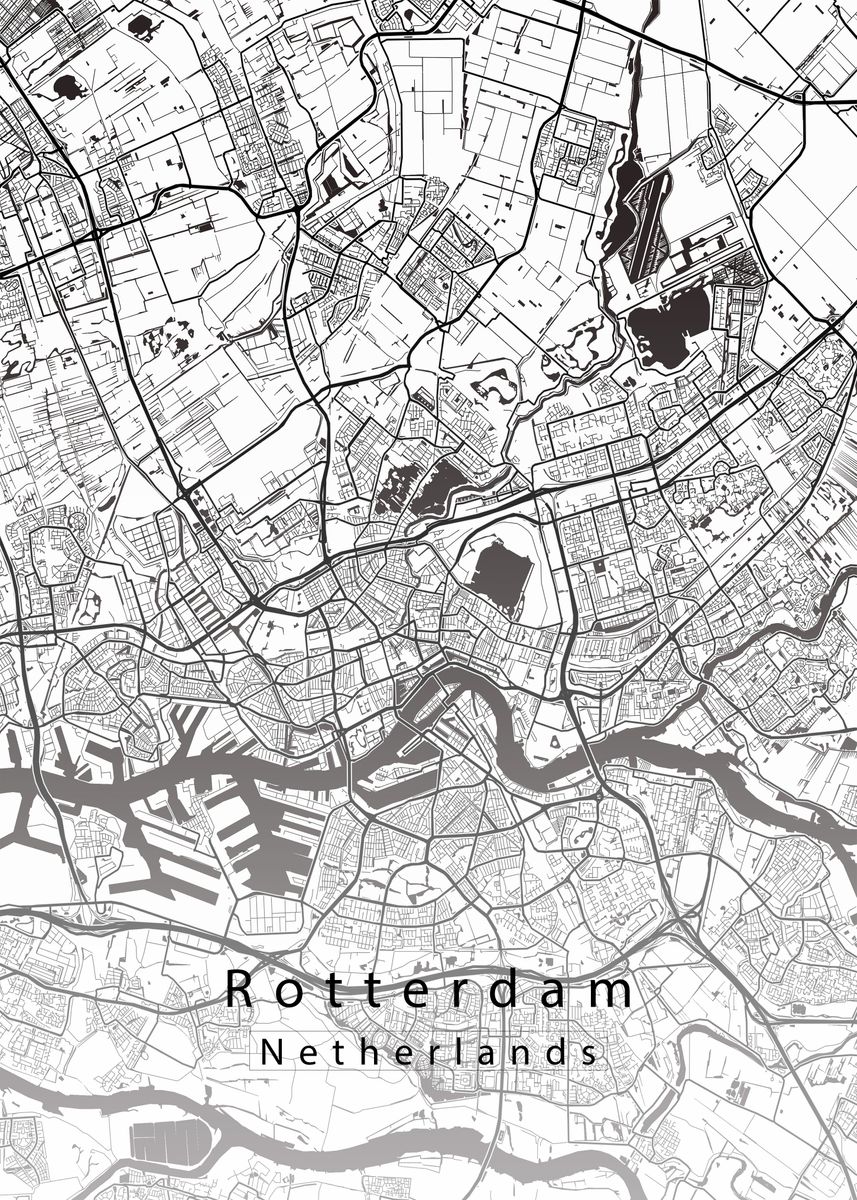 'Rotterdam City Map' Poster by Robin Niemczyk | Displate