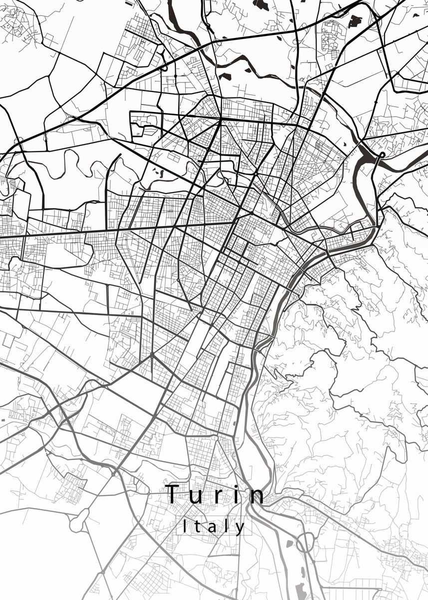 'Turin City Map' Poster by Robin Niemczyk | Displate