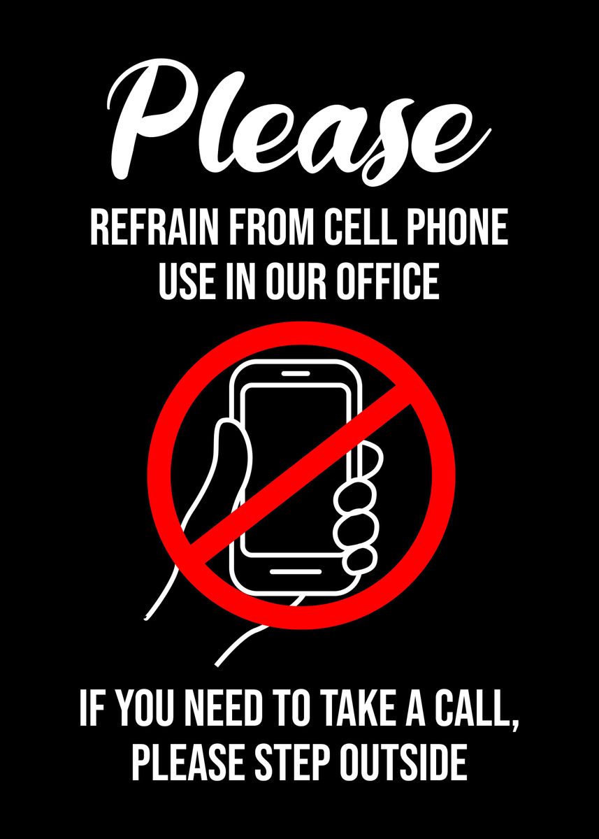 'No Cell Phone Wall Art' Poster, picture, metal print, paint by ...