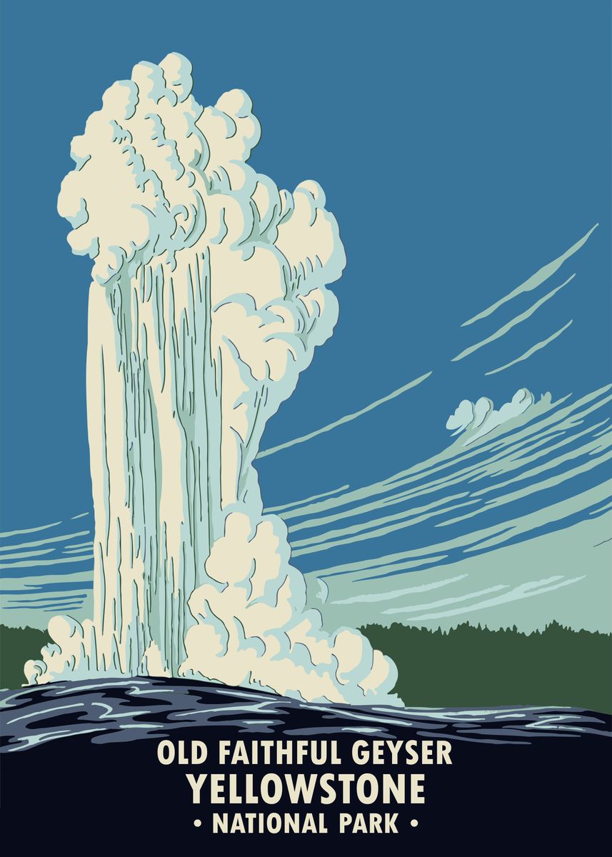 'Old Faithful Geyser' Poster, picture, metal print, paint by Artistic ...