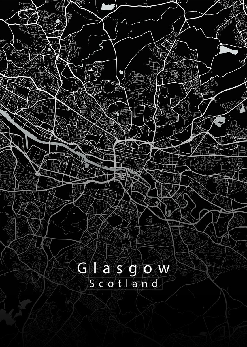 'Glasgow City Map' Poster, picture, metal print, paint by Mapique ...