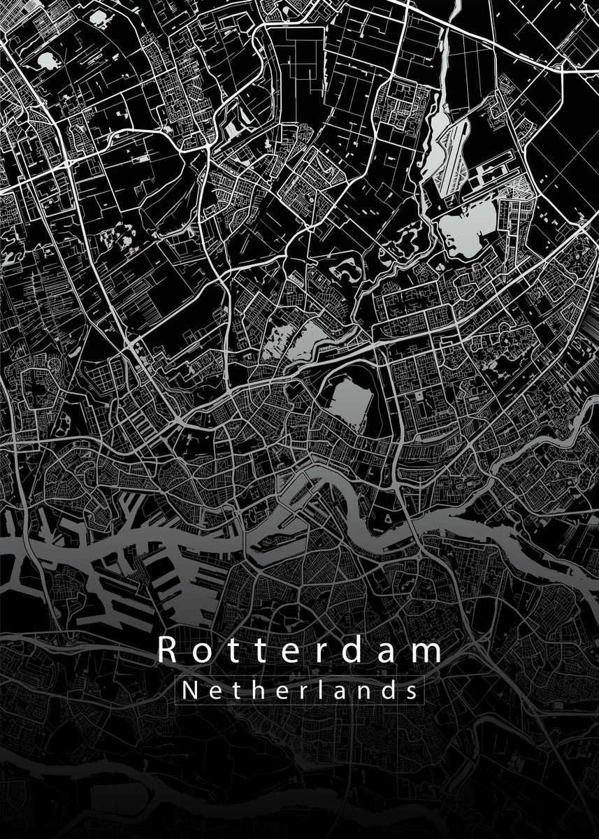 'Rotterdam City Map' Poster by Robin Niemczyk | Displate
