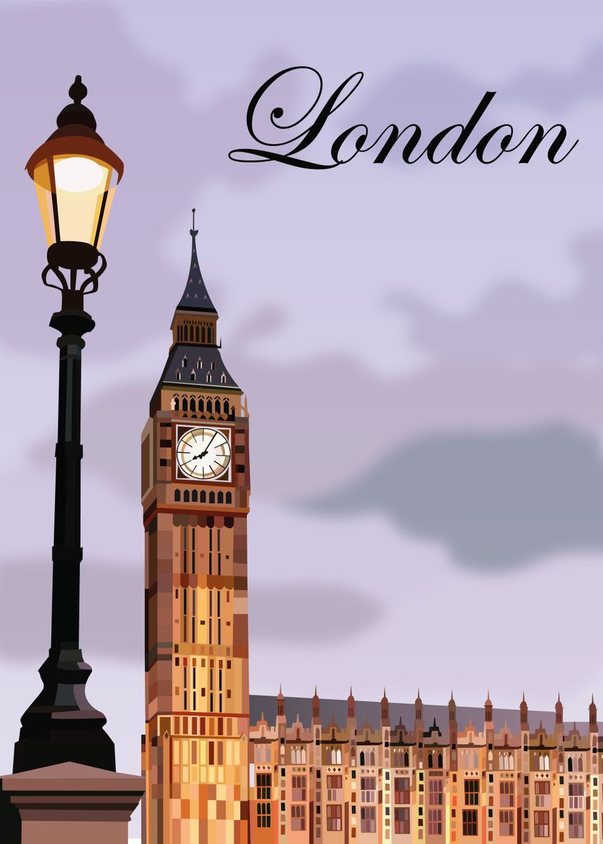 'London Illustration' Poster, picture, metal print, paint by Léah ...