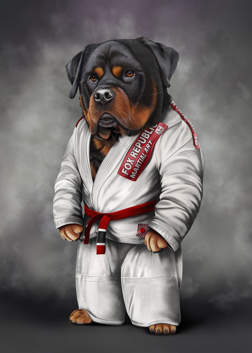 'Rottweiler Martial Artist' Poster, picture, metal print, paint by Jeff ...