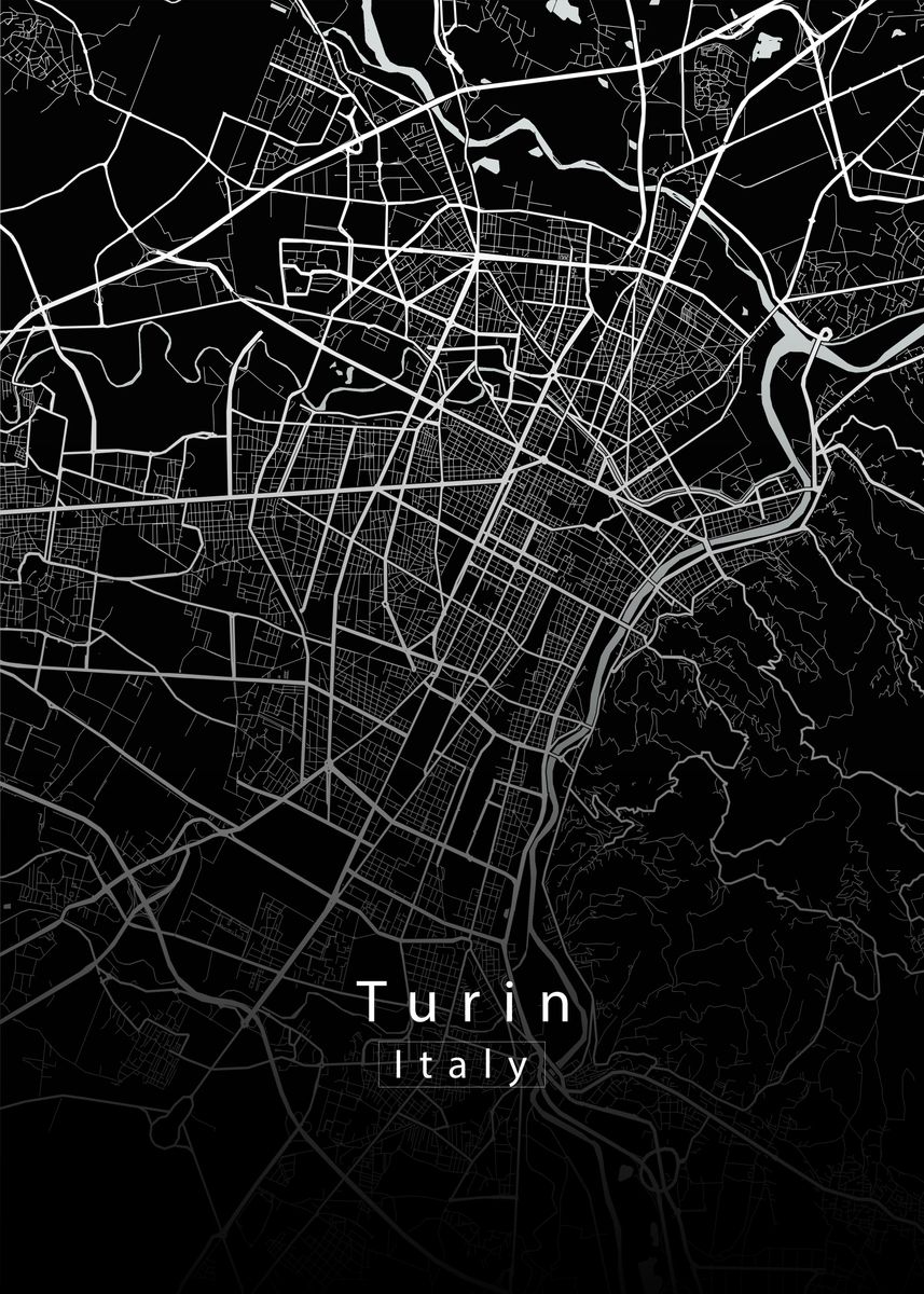 'Turin City Map' Poster, picture, metal print, paint by Robin Niemczyk ...