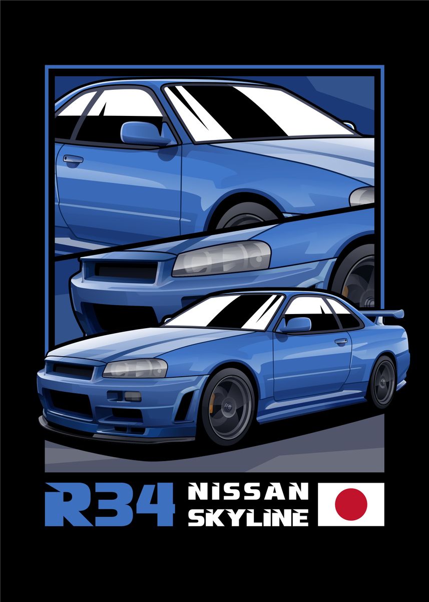 'Nissan Skyline R34' Poster by kucingtertawa | Displate