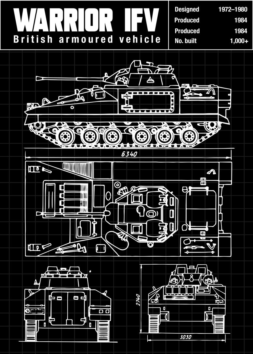 'WARRIOR ARMOURED VEHICLE' Poster, picture, metal print, paint by ...