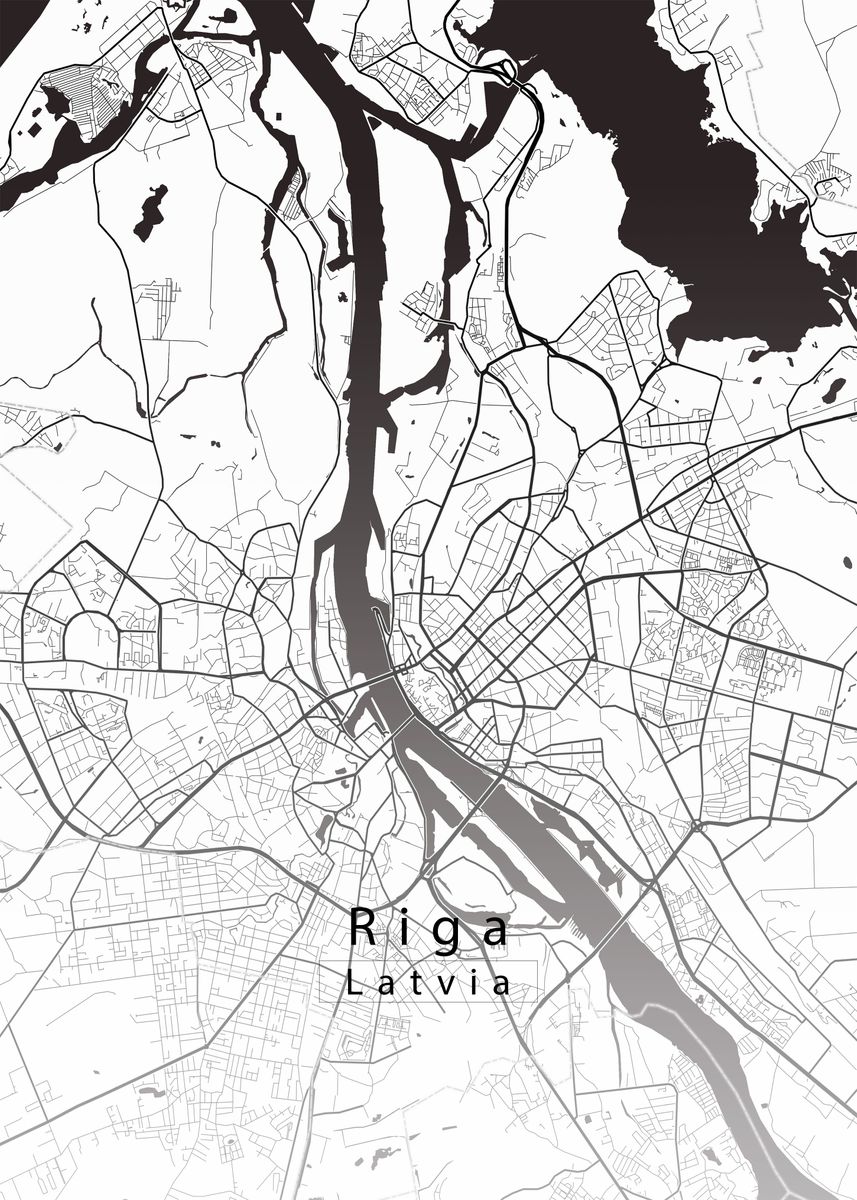 'Riga City Map' Poster by Robin Niemczyk | Displate