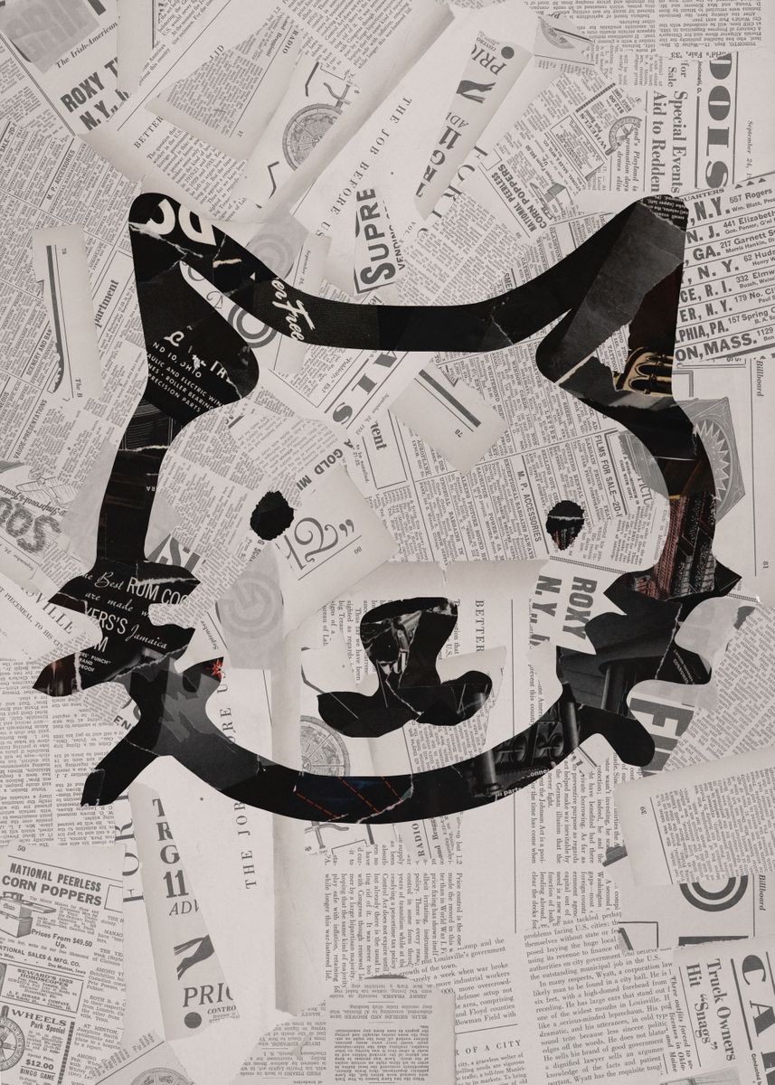 'Doodle Cat Collage Art' Poster, picture, metal print, paint by Simon ...