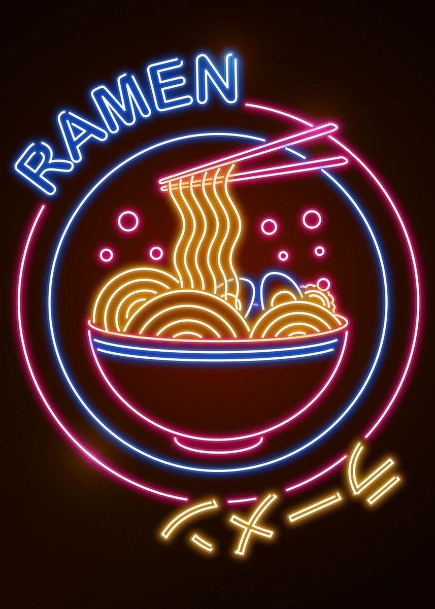 'Ramen Circle Sign' Poster, picture, metal print, paint by Donnie ...