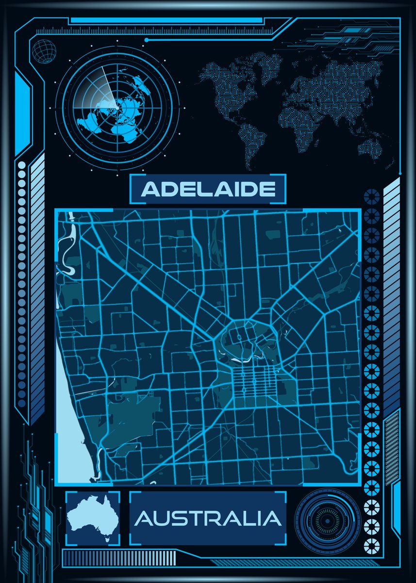 'Adelaide Map Australia' Poster by Artistic Paradigms | Displate