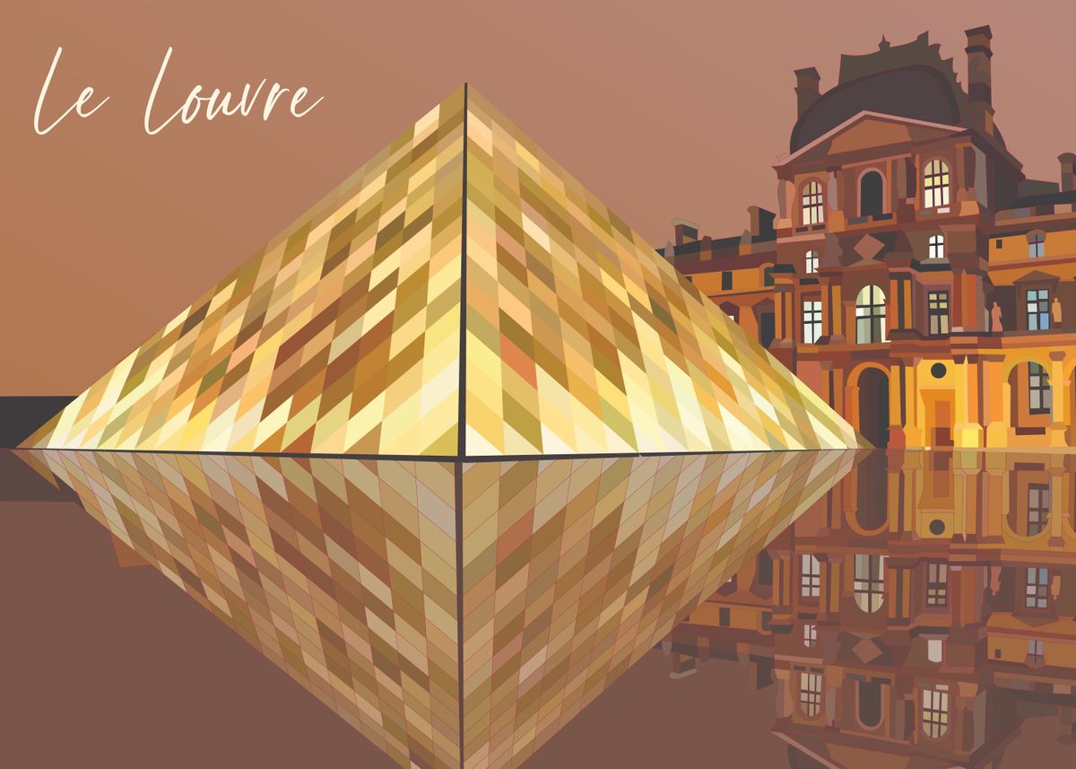 'Le Louvre Illustration' Poster by Léah Design | Displate