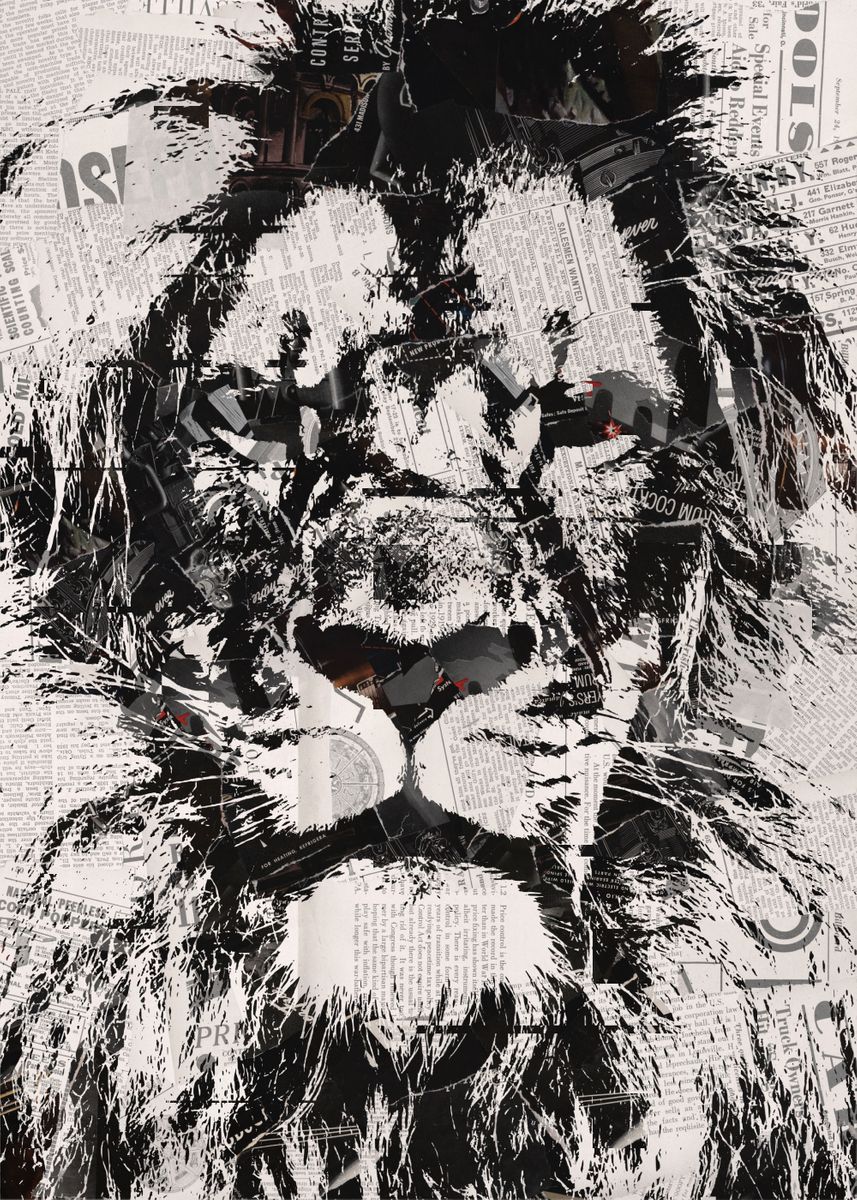 'Lion Collage Art' Poster, picture, metal print, paint by Simon Clement ...