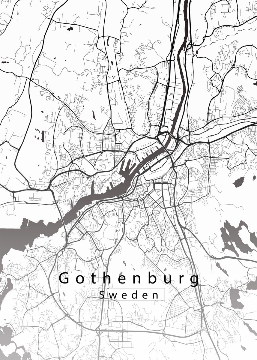 'Gothenburg City Map' Poster, picture, metal print, paint by Mapique ...