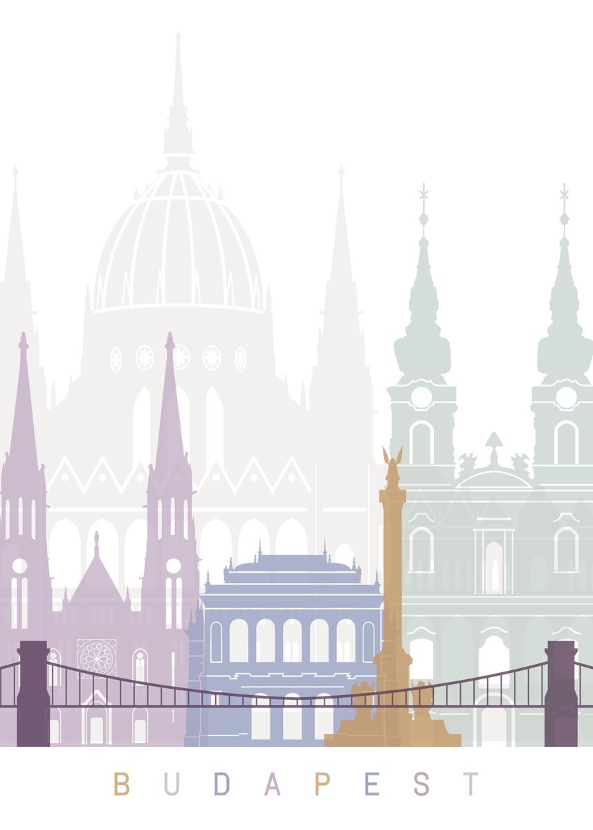 'Budapest skyline ' Poster, picture, metal print, paint by Cristina ...