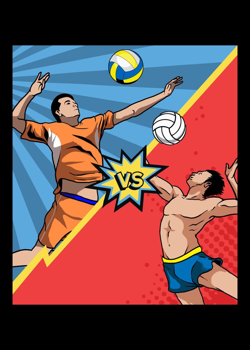 'Volleyball' Poster, picture, metal print, paint by BobbyBubble | Displate
