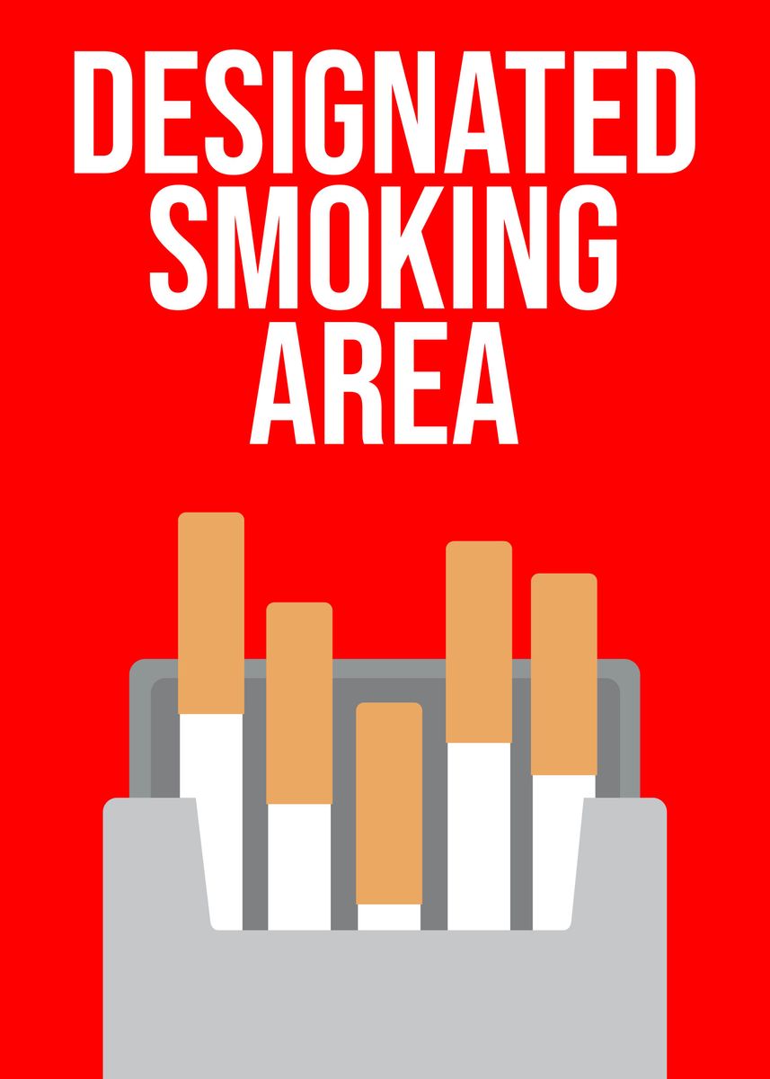 'Smoking Area Wall Sign' Poster, picture, metal print, paint by ...