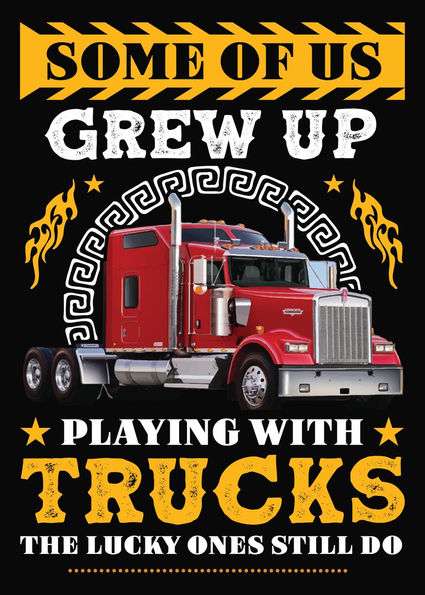 'Trucker Truck Driver Truck' Poster, picture, metal print, paint by ...