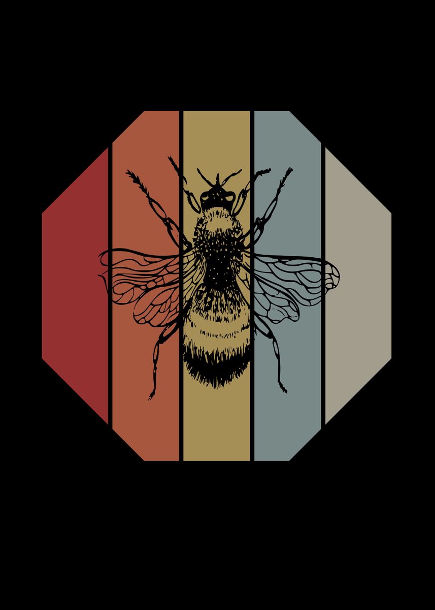 'Retro Bee' Poster, picture, metal print, paint by Andrea Guenther ...