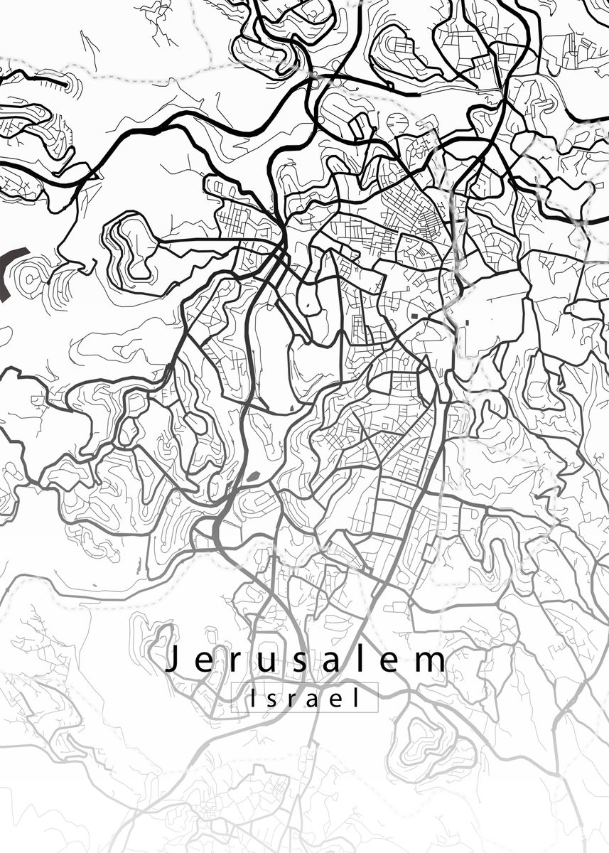 'Jerusalem City Map' Poster by Robin Niemczyk | Displate