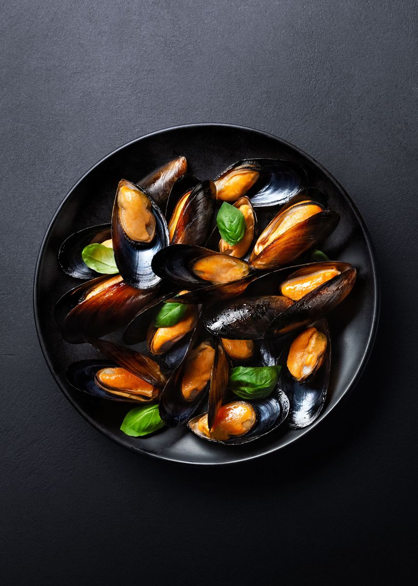 'Seafood Mussels' Poster, picture, metal print, paint by Moon Calendar ...