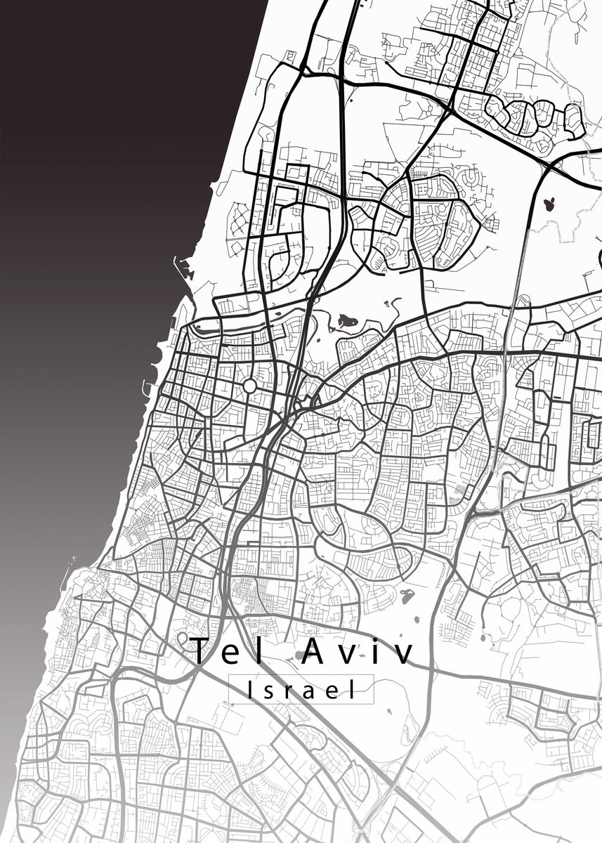 'Tel Aviv City Map' Poster, picture, metal print, paint by Mapique ...