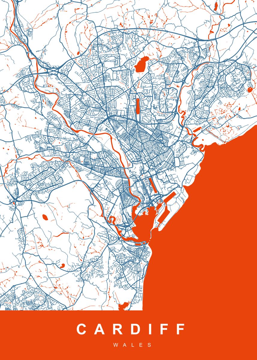 'CARDIFF Map WALES UK' Poster by UrbanMaps | Displate