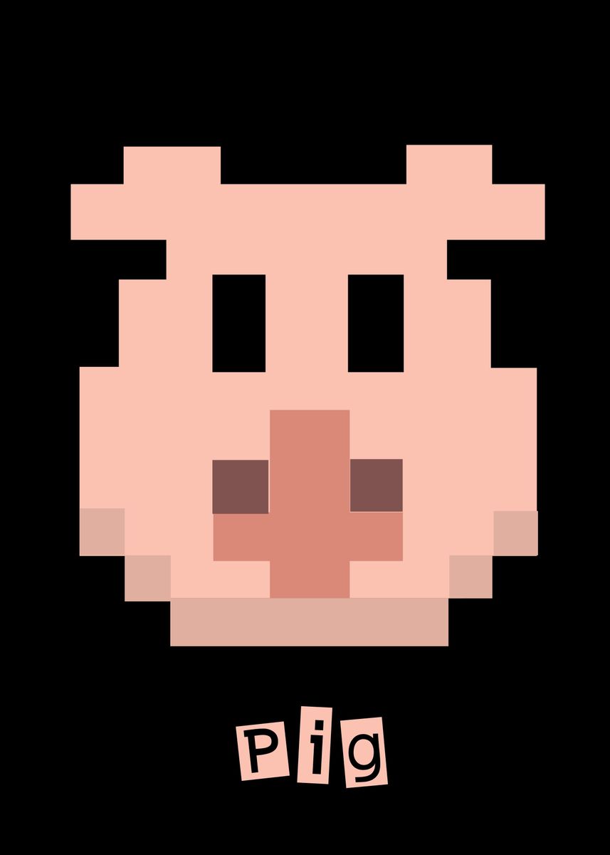 'pixel pig icon' Poster, picture, metal print, paint by Mshel Tyan ...