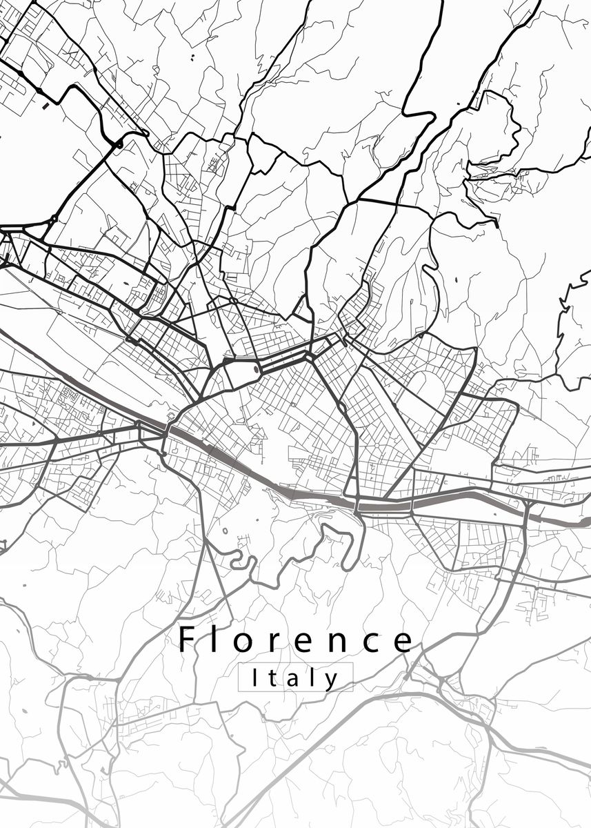 'Florence City Map' Poster, picture, metal print, paint by Mapique ...