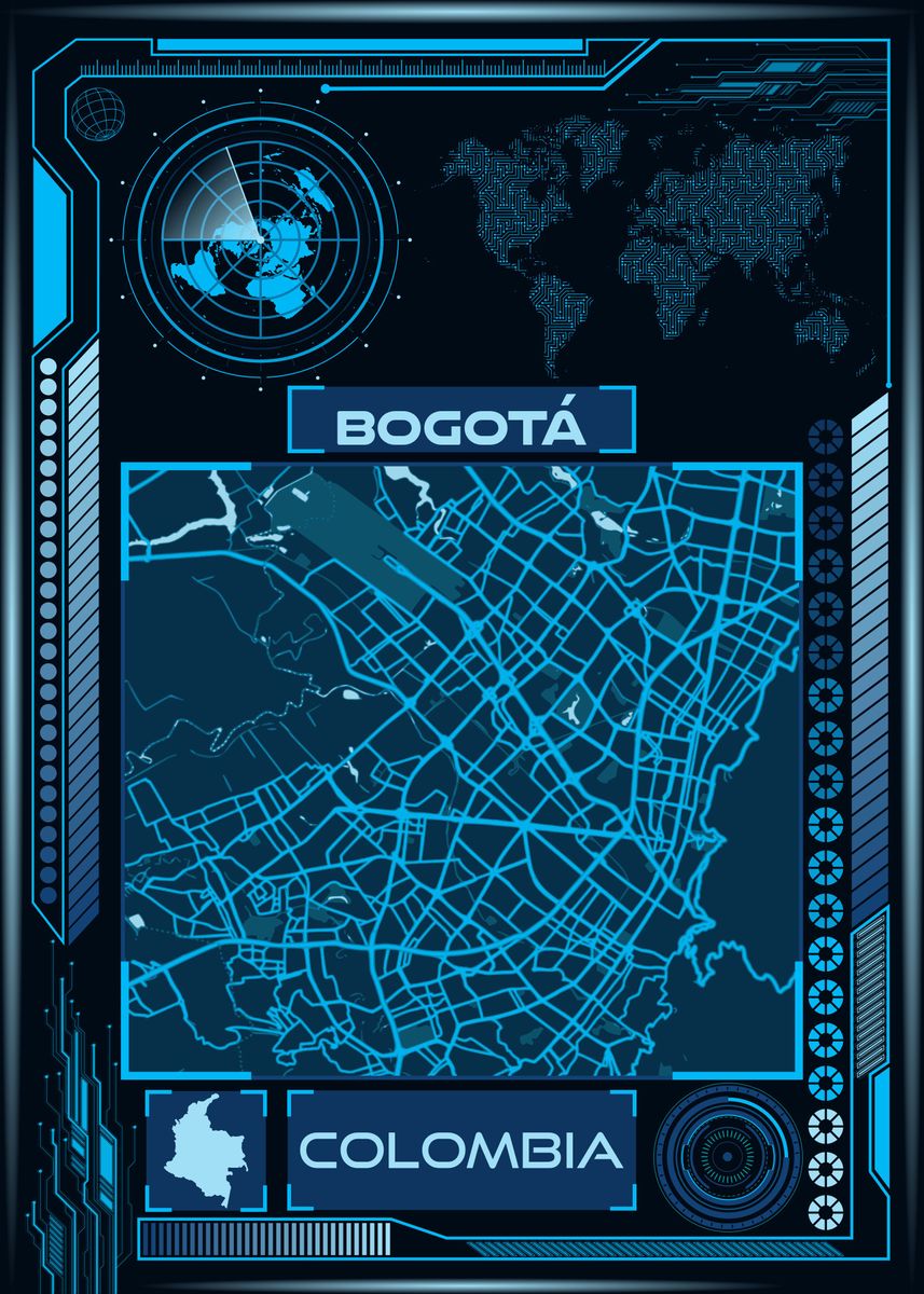 'Bogota Map Colombia' Poster by Artistic Paradigms | Displate