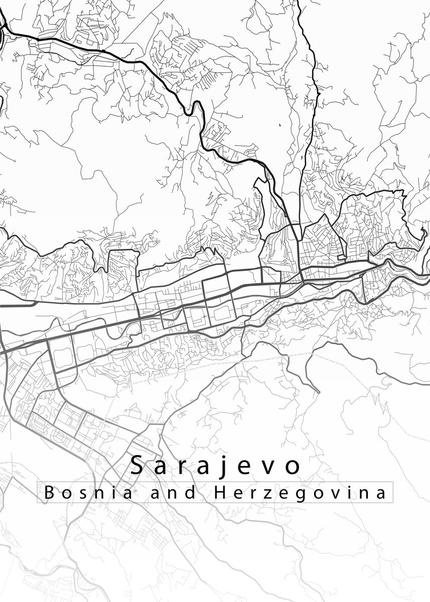 'Sarajevo City Map' Poster, picture, metal print, paint by Robin ...