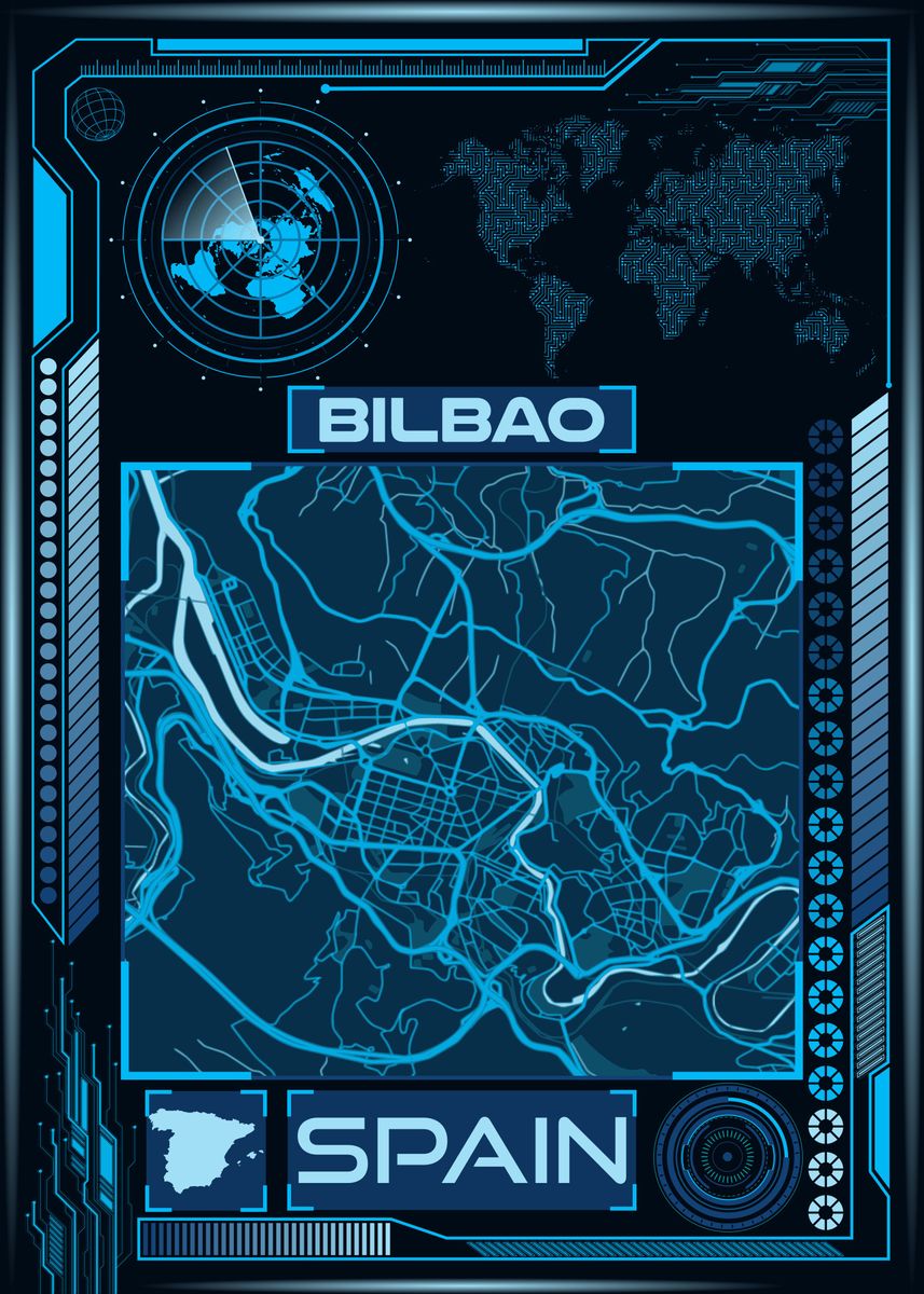 'Bilbao Map Spain' Poster by Artistic Paradigms | Displate