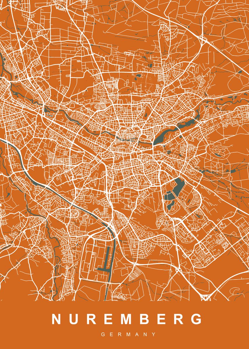 'NUREMBERG Map GERMANY ' Poster, picture, metal print, paint by ...